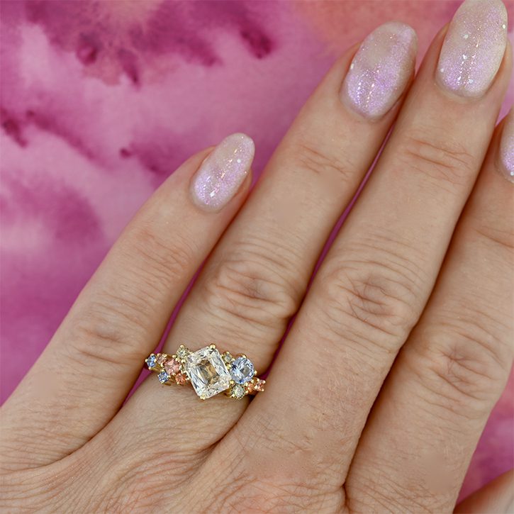 Pastel Sapphire Cluster Engagement Ring: Dancer | Love Lore Jewels