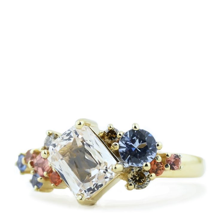 Pastel Sapphire Cluster Engagement Ring: Dancer | Love Lore Jewels